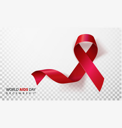Realistic red ribbon world aids day symbol 1 Vector Image