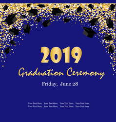 Graduation ceremony banner with golden laurel Vector Image