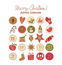 Christmas advent round calendar Royalty Free Vector Image
