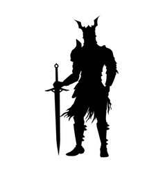 Dark knight sword blade black silhouette Vector Image