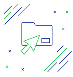 Blue line cursor click document folder icon Vector Image