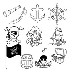 Pirates themed drawings by hand pirate symbols Vector Image
