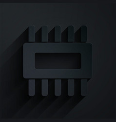 Paper cut computer processor with microcircuits Vector Image