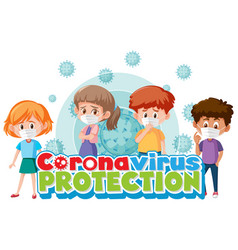 Coronavirus poster design with sick boys and word Vector Image