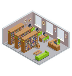 Isometric university library Royalty Free Vector Image