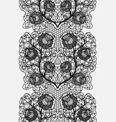 Seamless lace band with roses openwork of black Vector Image