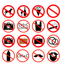 Prohibition signs set safety on white background Vector Image