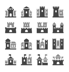 Castle line icon set Royalty Free Vector Image