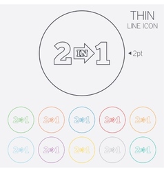 Two in one sign icon 2 in 1 symbol with arrow Vector Image