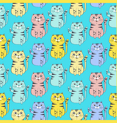 Cute cats colorful seamless pattern background Vector Image