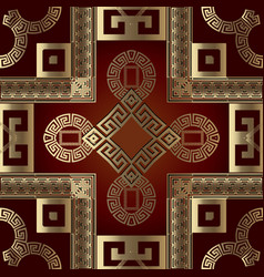 Modern ornamental gold 3d greek seamless pattern Vector Image