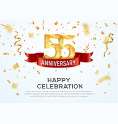 Golden number 55 fifty five metallic balloon Vector Image