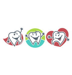 Sticker happy tooth with eyes Royalty Free Vector Image