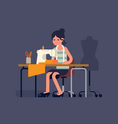 Seamstress isolated female character sewing Vector Image