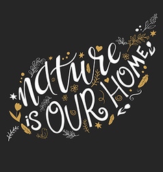Hand lettering text - nature is our home this text