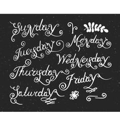 Hand lettering weekday names on white Royalty Free Vector