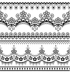 Lace single pattern set - black floral Royalty Free Vector
