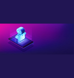 Robotics programming isometric 3d banner header Vector Image