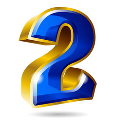 Golden and blue number 6 isolated on white Vector Image