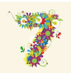 Number 7 floral design Royalty Free Vector Image