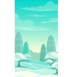 Cartoon winter landscape with snow mountains Vector Image