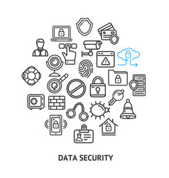 Data security signs concept banner card Royalty Free Vector