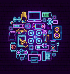 Computer technology neon icons Royalty Free Vector Image