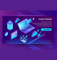 Cloud technology concept poster isometric Vector Image