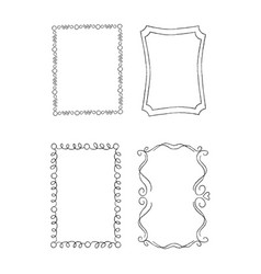 Round doodle line art frames set Royalty Free Vector Image