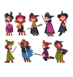 Pretty halloween witches set Royalty Free Vector Image