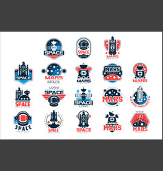 Mars colonization program flat design labels Vector Image