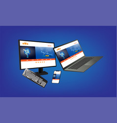 Internet connection display device website Vector Image