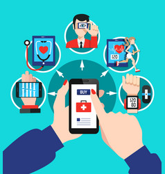 Digital healthcare technology flat poster Vector Image