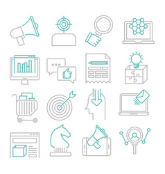 Marketing blue icons set Royalty Free Vector Image