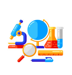 School background with education icons and symbols