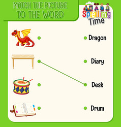 Word to picture matching worksheet for children Vector Image