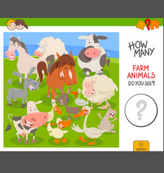 Guess farm animals activity game Royalty Free Vector Image