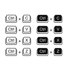 Ctrl c and v computer keyboard sketch buttons Vector Image
