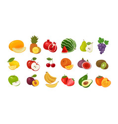 Set colorful cartoon fruit food Royalty Free Vector Image