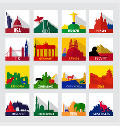 Icons world tourist attractions and architectural Vector Image