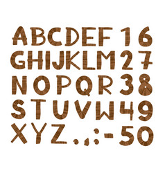 Wood tree texture font alphabet Royalty Free Vector Image