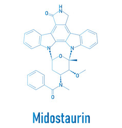 Midostaurin molecule skeletal formula Royalty Free Vector