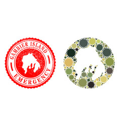 Emergency watermark badge and sars virus mosaic Vector Image