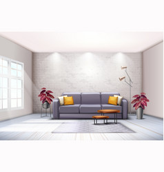 Realistic living room interior 3d design Vector Image