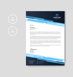 Modern blue wave business letterhead layout Vector Image