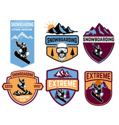 Snowboarding winter sport icon set Royalty Free Vector Image