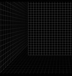 3d wireframe grid room background Royalty Free Vector Image