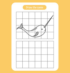 Narwhal trace and color picture educational Vector Image