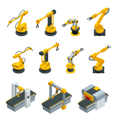 Isometric robotic arm hand industrial robot flat Vector Image