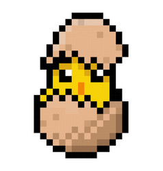 Chick pixel art little chicken 8 bit Royalty Free Vector